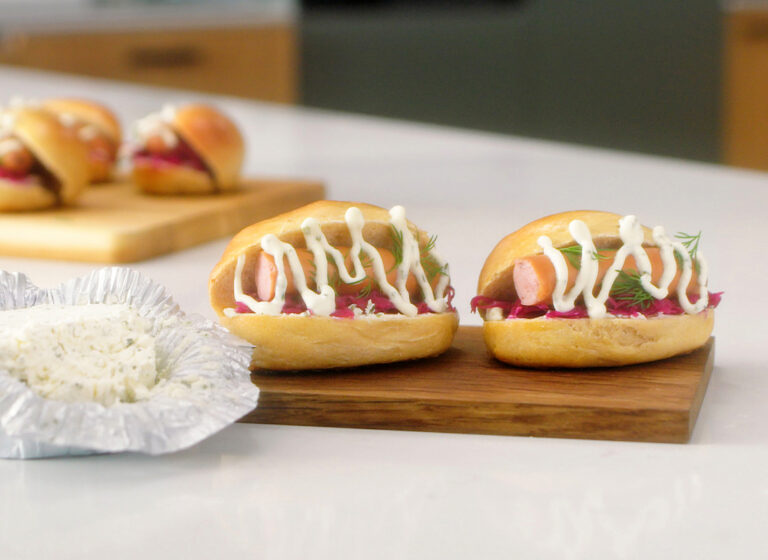 Recipe | Mini Hot Dogs with Boursin® Sauce | Boursin® Canada